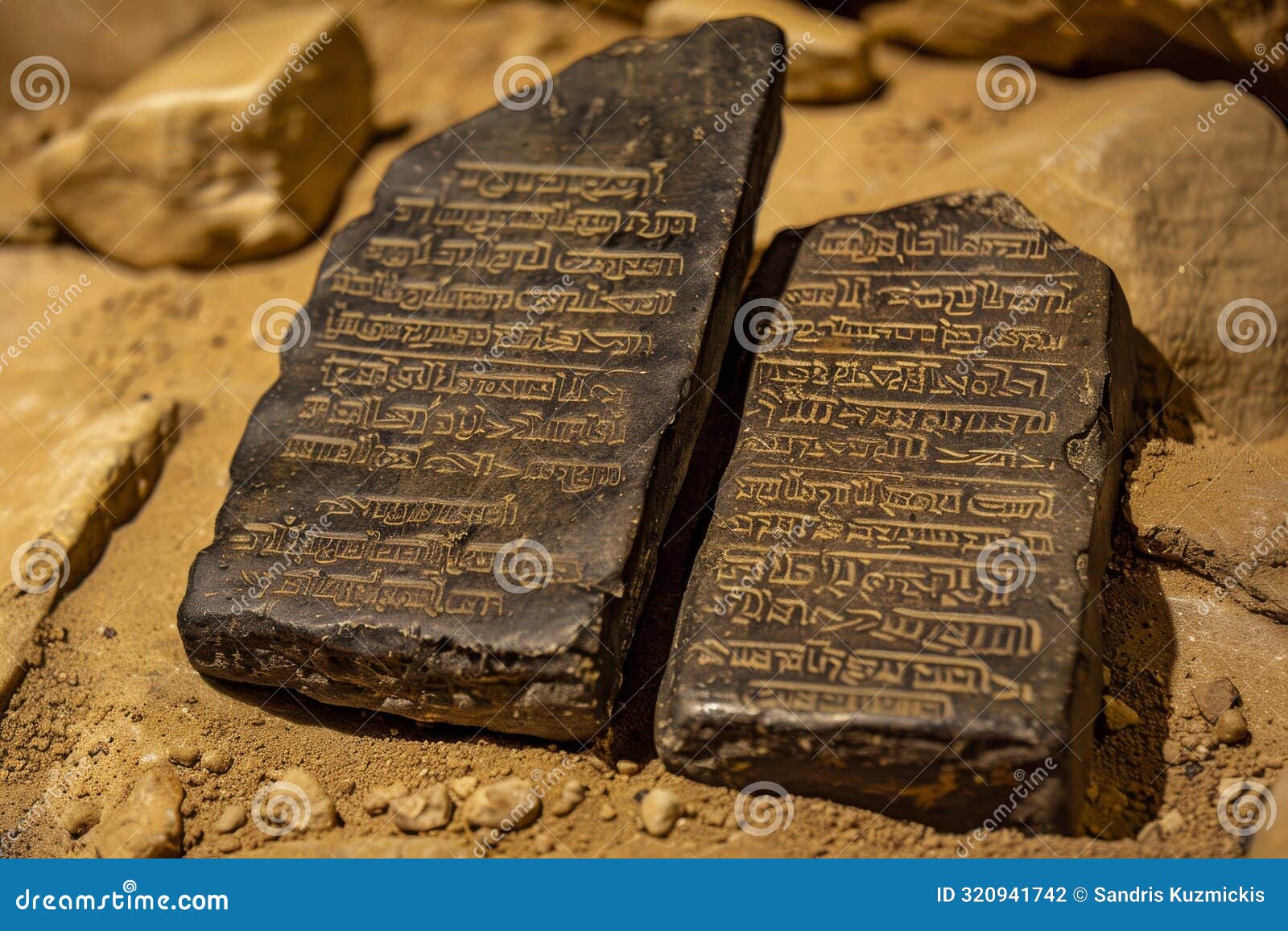 Two Tablets of Stone with Ten Commandments. Generative AI Stock ...