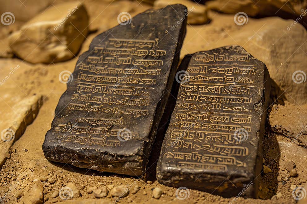 Two Tablets of Stone with Ten Commandments. Generative AI Stock ...
