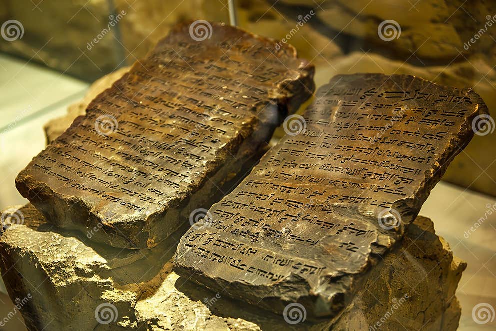 Two Tablets of Stone with Ten Commandments. Generative AI Stock ...