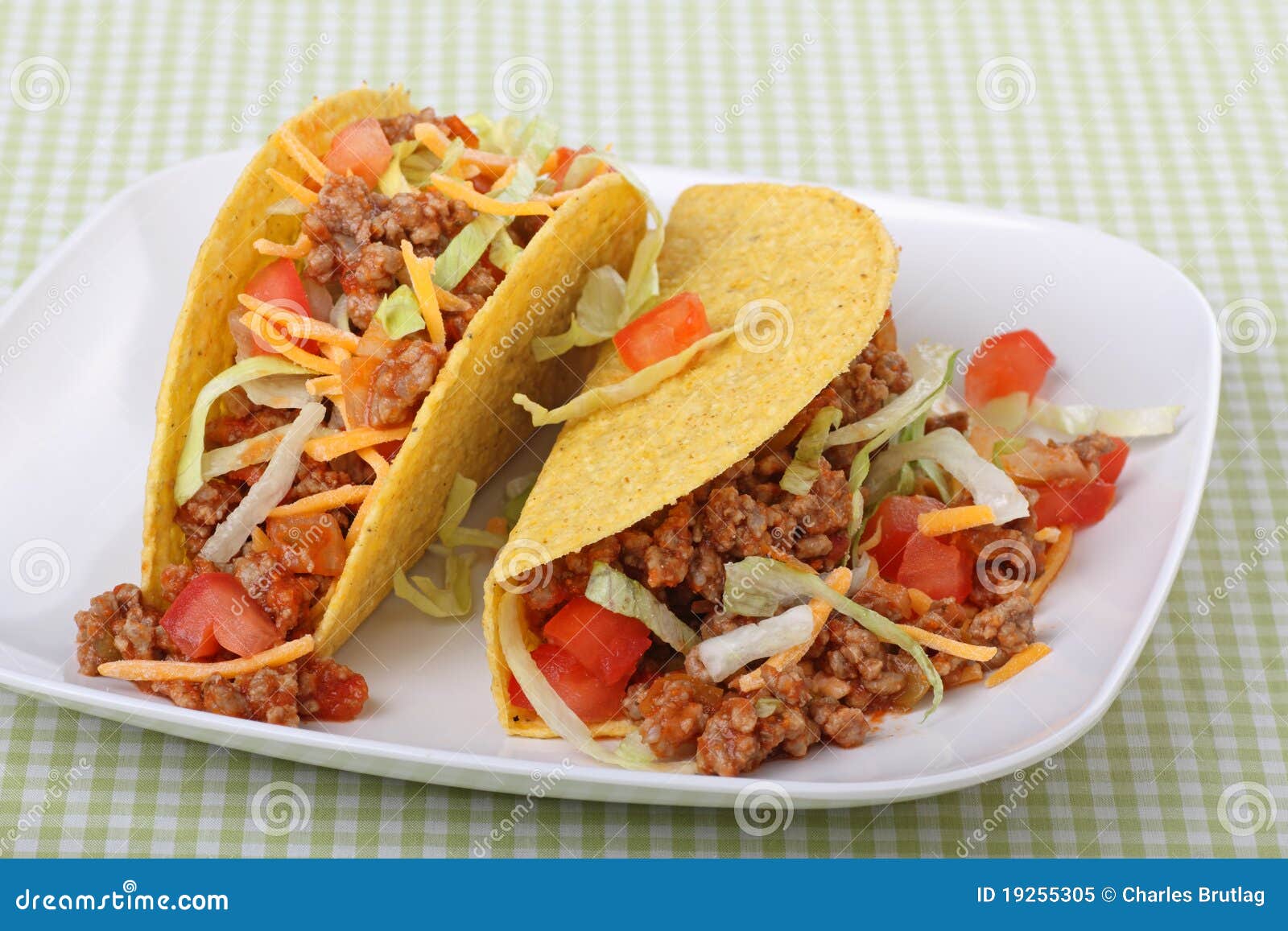 Two Tacos stock image. Image of lunch, shell, meat, plate - 19255305