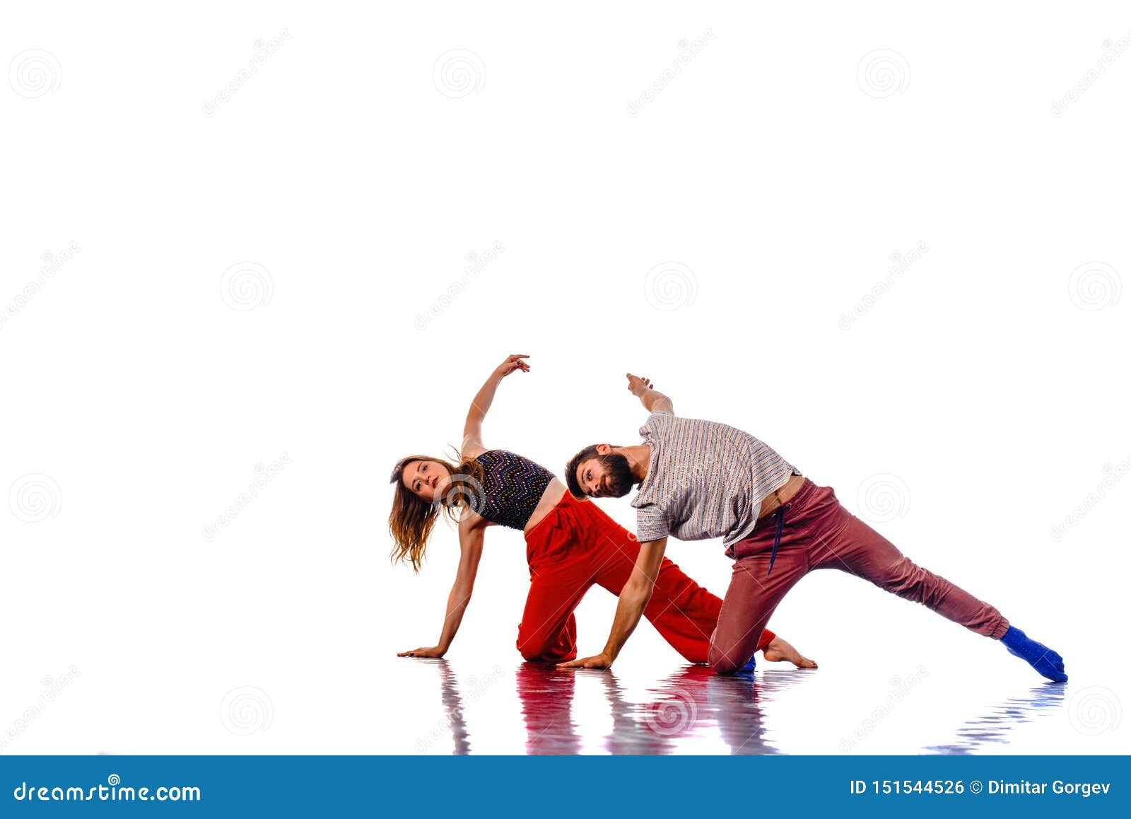 Two Talented Dancers Practicing in Large Studio Stock Photo - Image of ...
