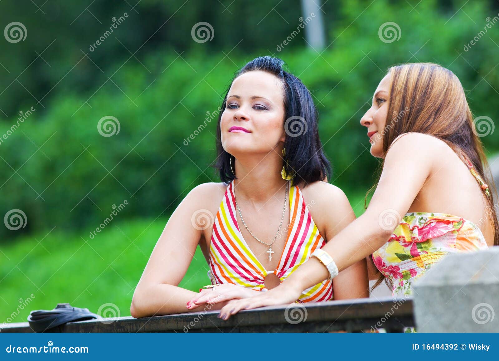 Two Talking Girls in the Park Stock Photo - Image of tree, adult: 16494392