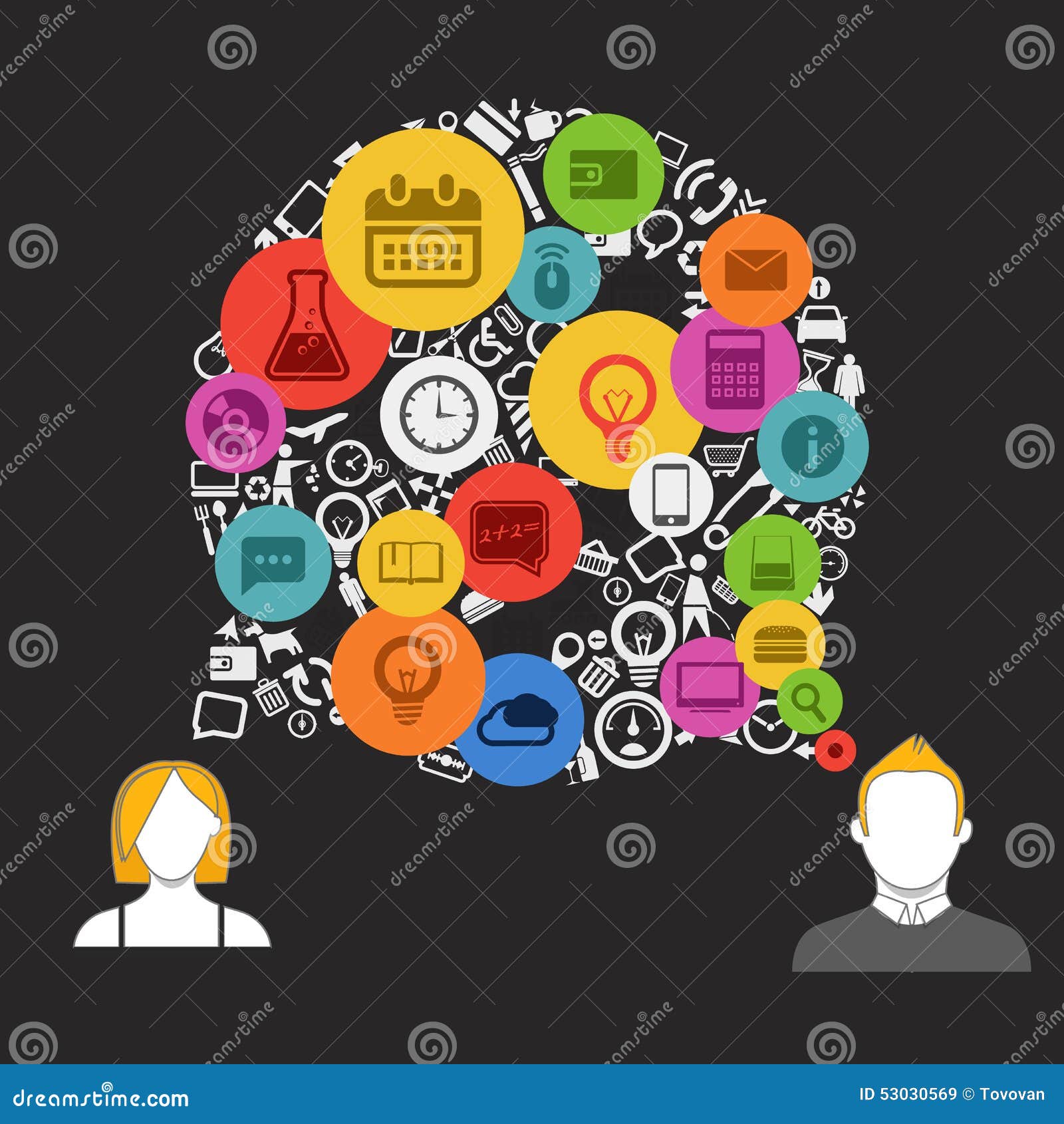 Two Talking People with Abstract Speech Cloud Stock Vector ...