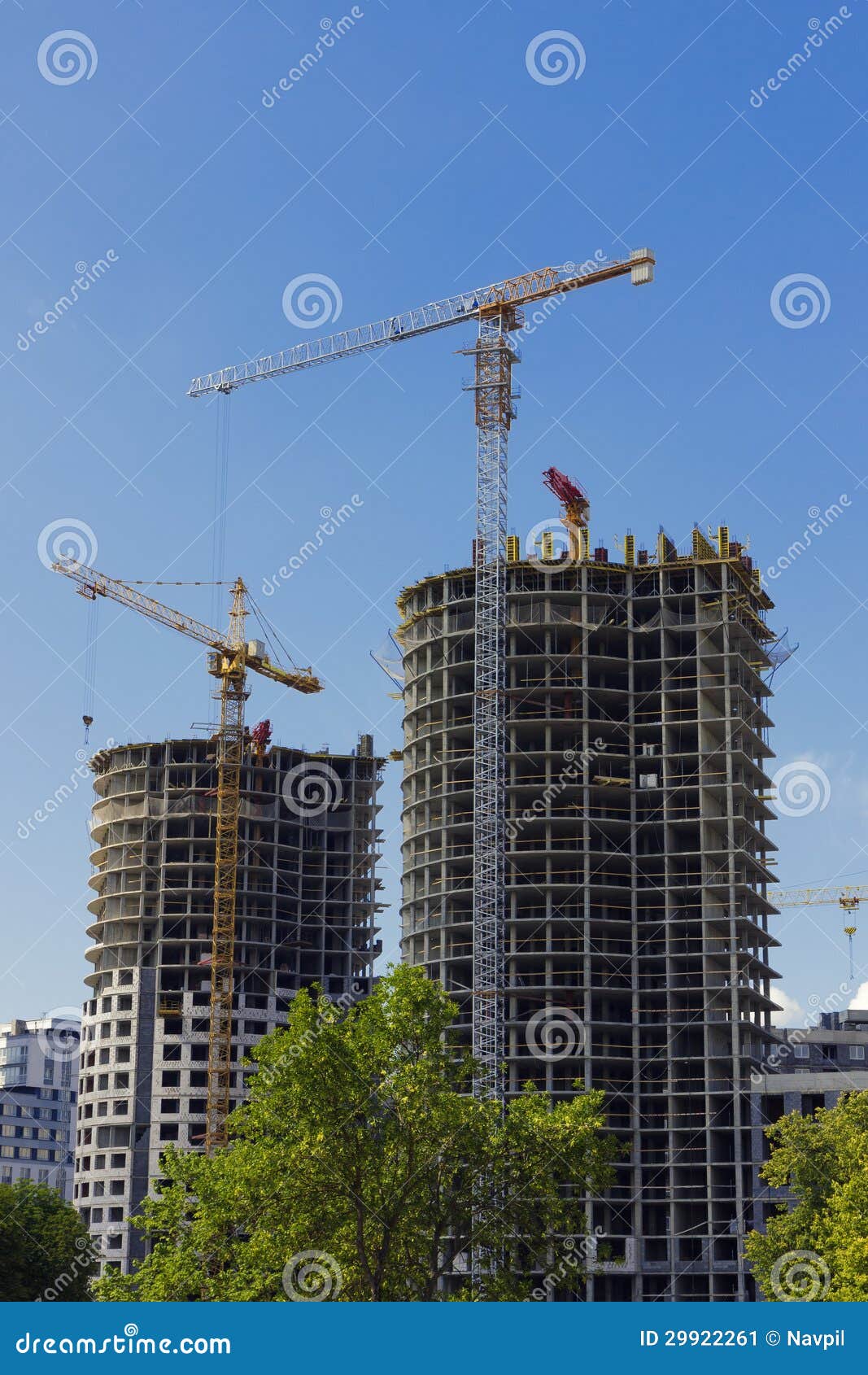 Construction Site with Cranes and Buildings. Stock Image - Image of ...