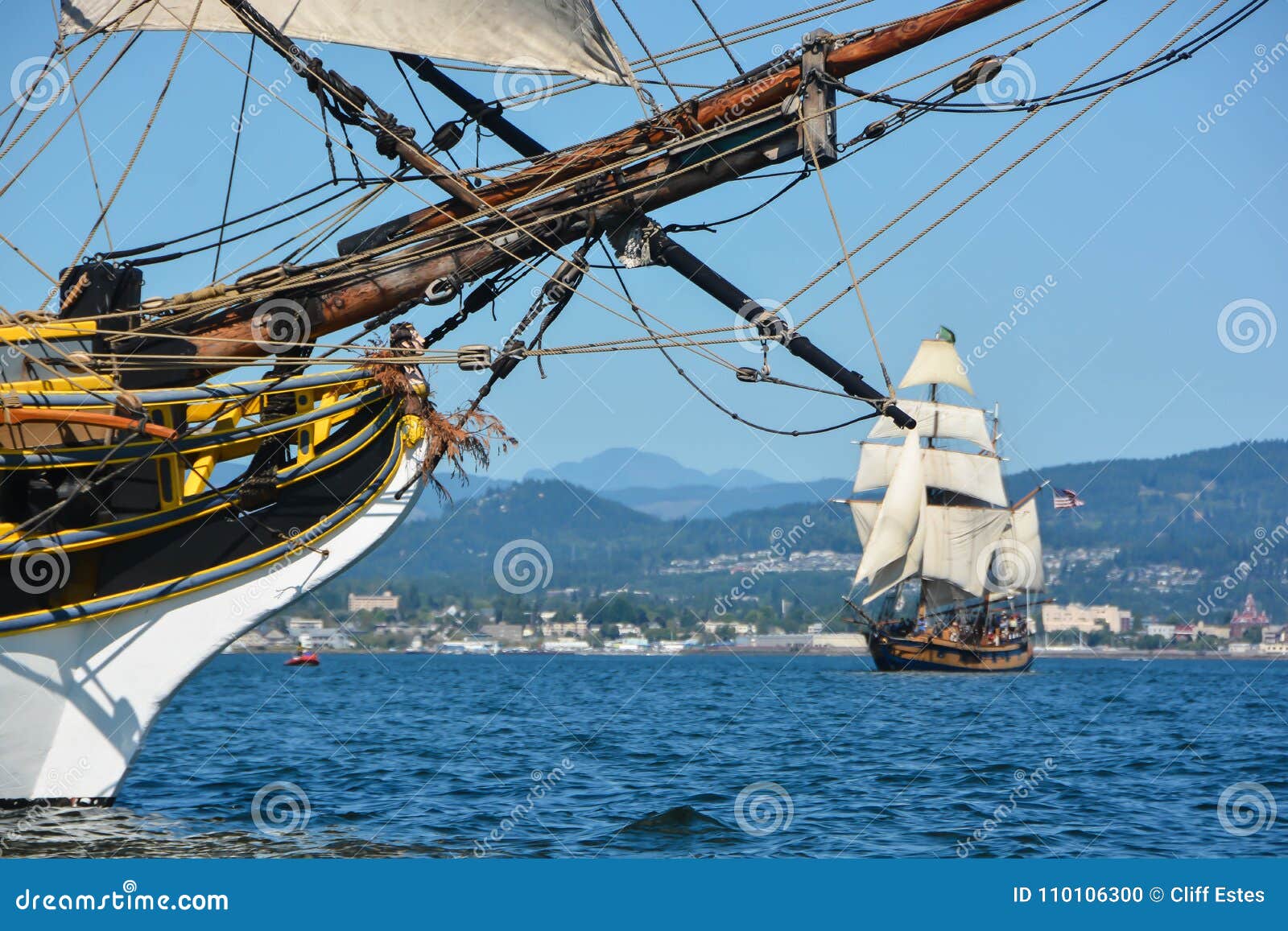 Pirate Ships doing battle stock photo. Image of outdoors - 110106300