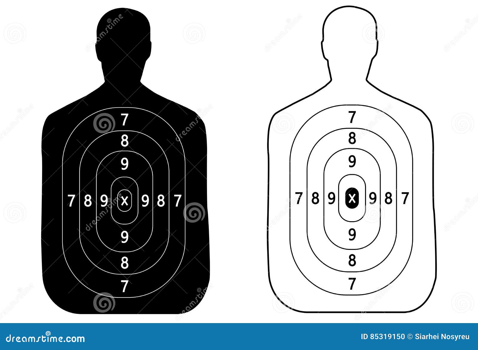 Two Targets Of The Outline Of A Man Shooting Vector Illustration ...