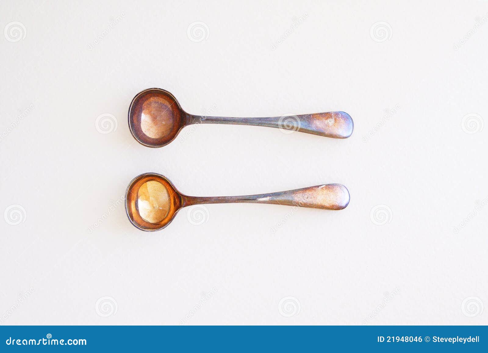 Two Tarnished Silver Spoons Stock Photo - Image of pattern, cutlery ...