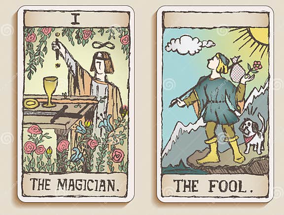 Two Tarot Cards stock vector. Illustration of artistic - 8407589