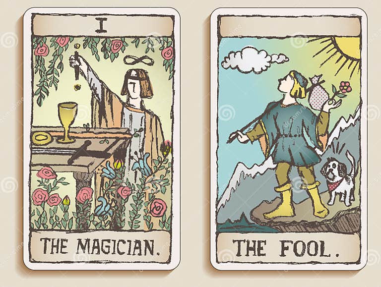 Two Tarot Cards stock vector. Illustration of artistic - 8407589