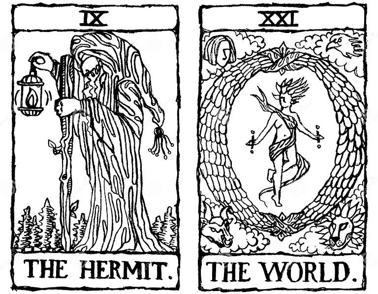 Two Tarot Cards Outline V. 4 Stock Illustration - Illustration of ...