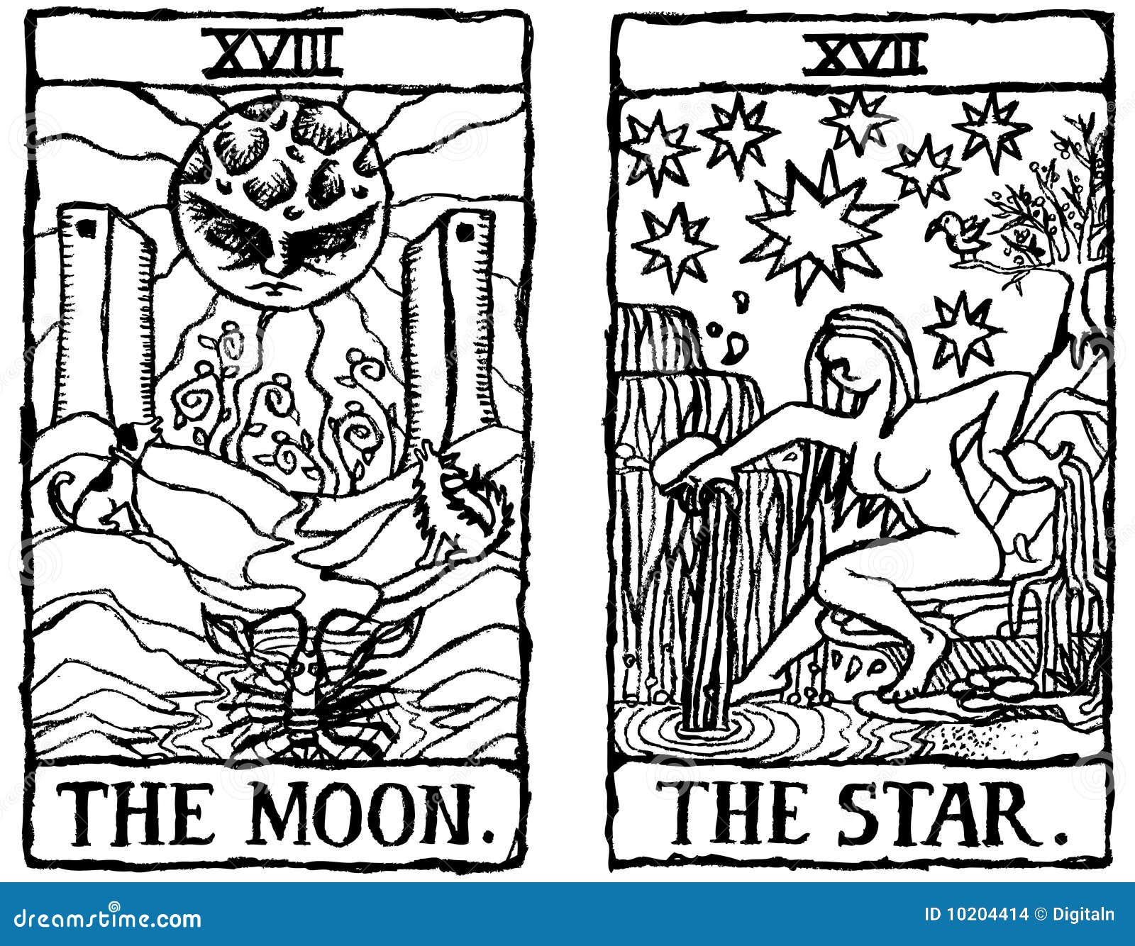Two Tarot Cards Outline V.5 Stock Illustration - Illustration of ...