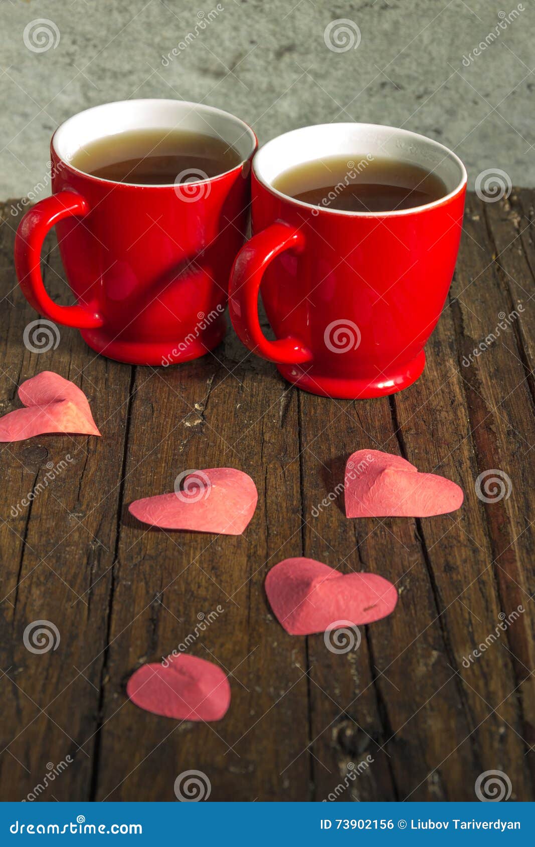 Two Tea Cups Decorated with Hearts. Stock Photo - Image of healthy ...