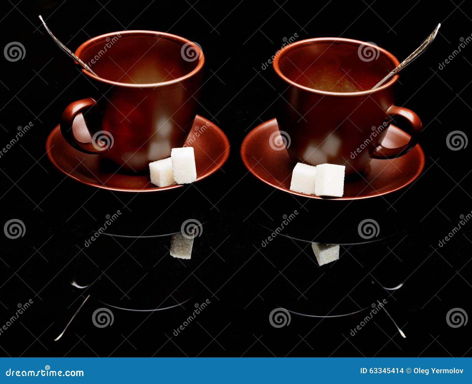 Two Tea Cups with Teaspoons Stock Photo - Image of closeup, object ...