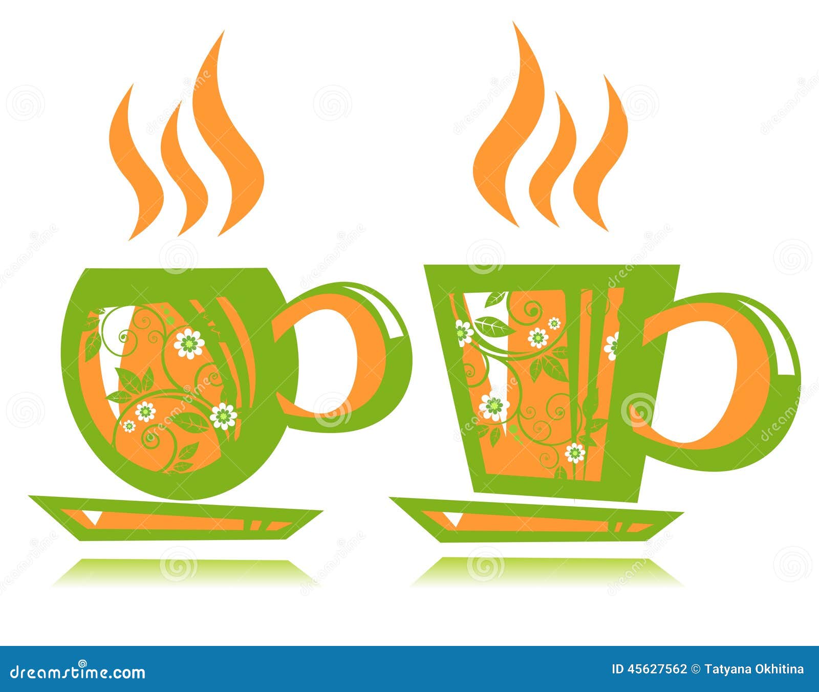 Two tea cups stock illustration. Illustration of stylized - 45627562