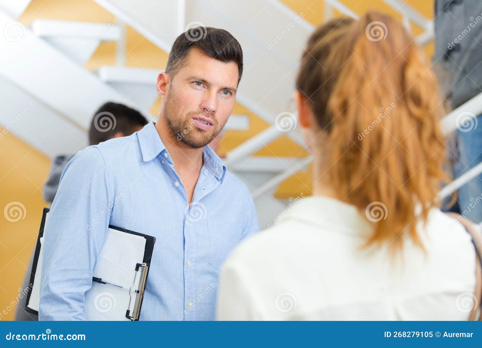 Two Teachers Talking in School Hall Stock Image - Image of school ...