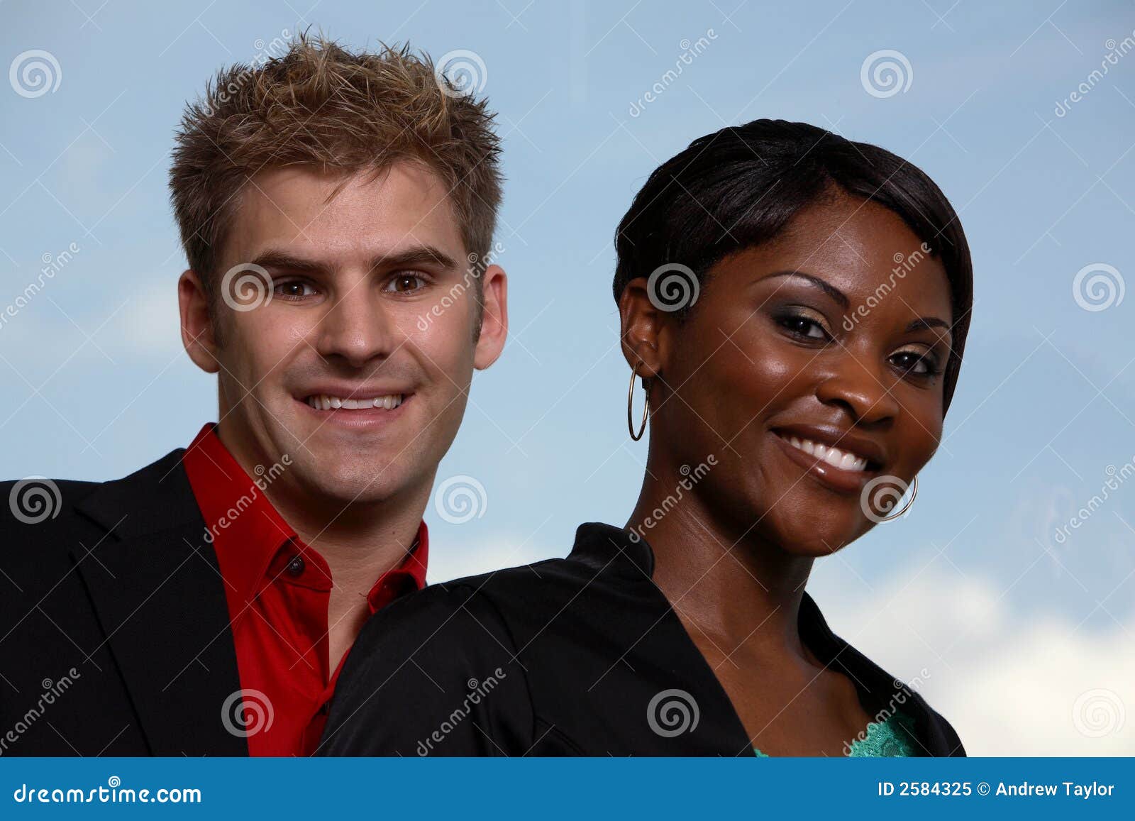 Two team members smiling stock image. Image of business - 2584325