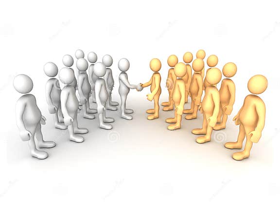 The two teams meet stock illustration. Illustration of business - 13418578