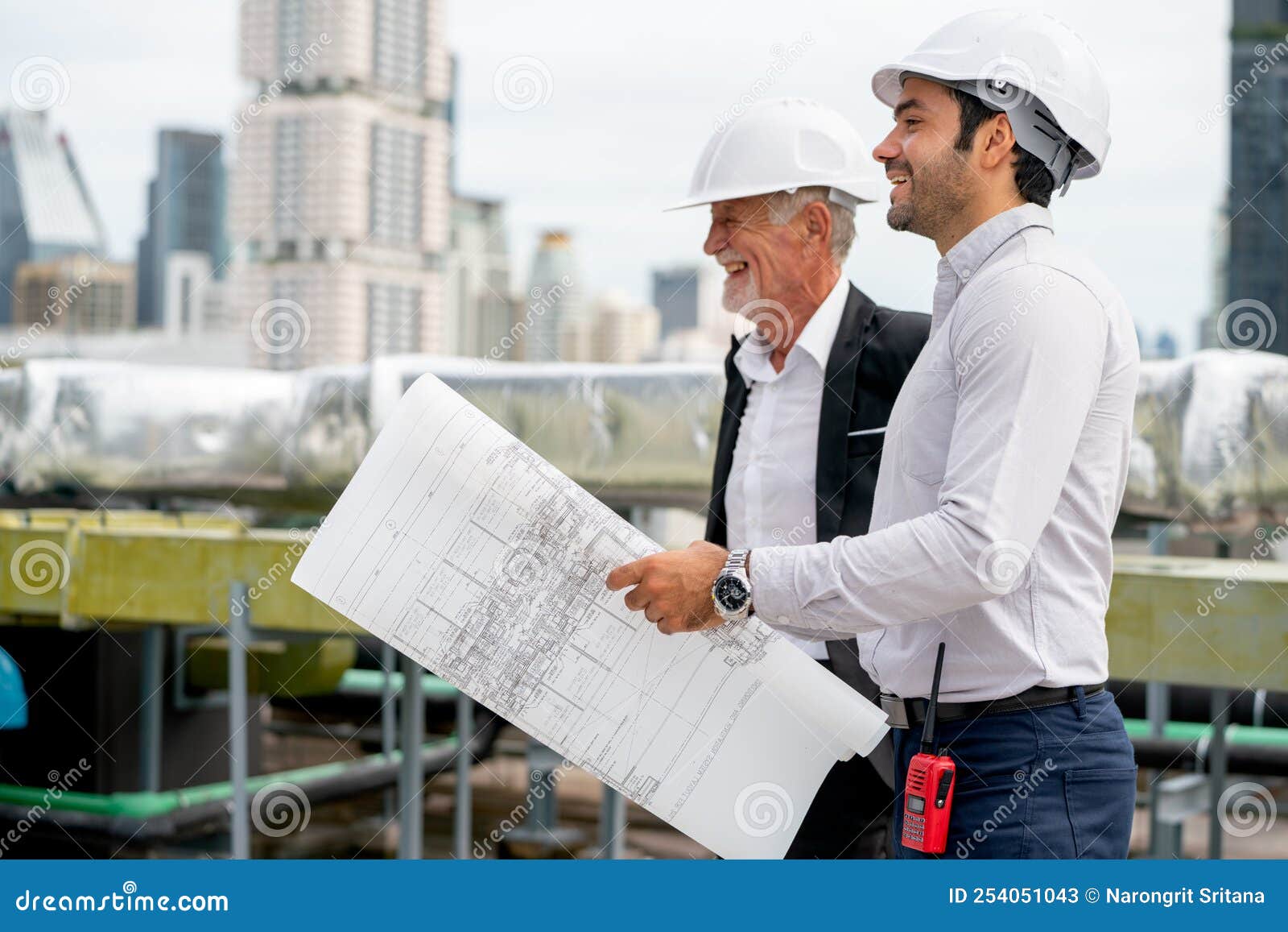 Two Technician or Professional Engineers Express Happiness during Work ...