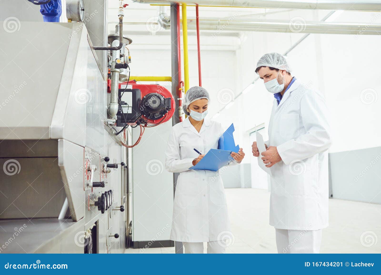 Two Technologists at the Food Factory. Stock Image - Image of ...