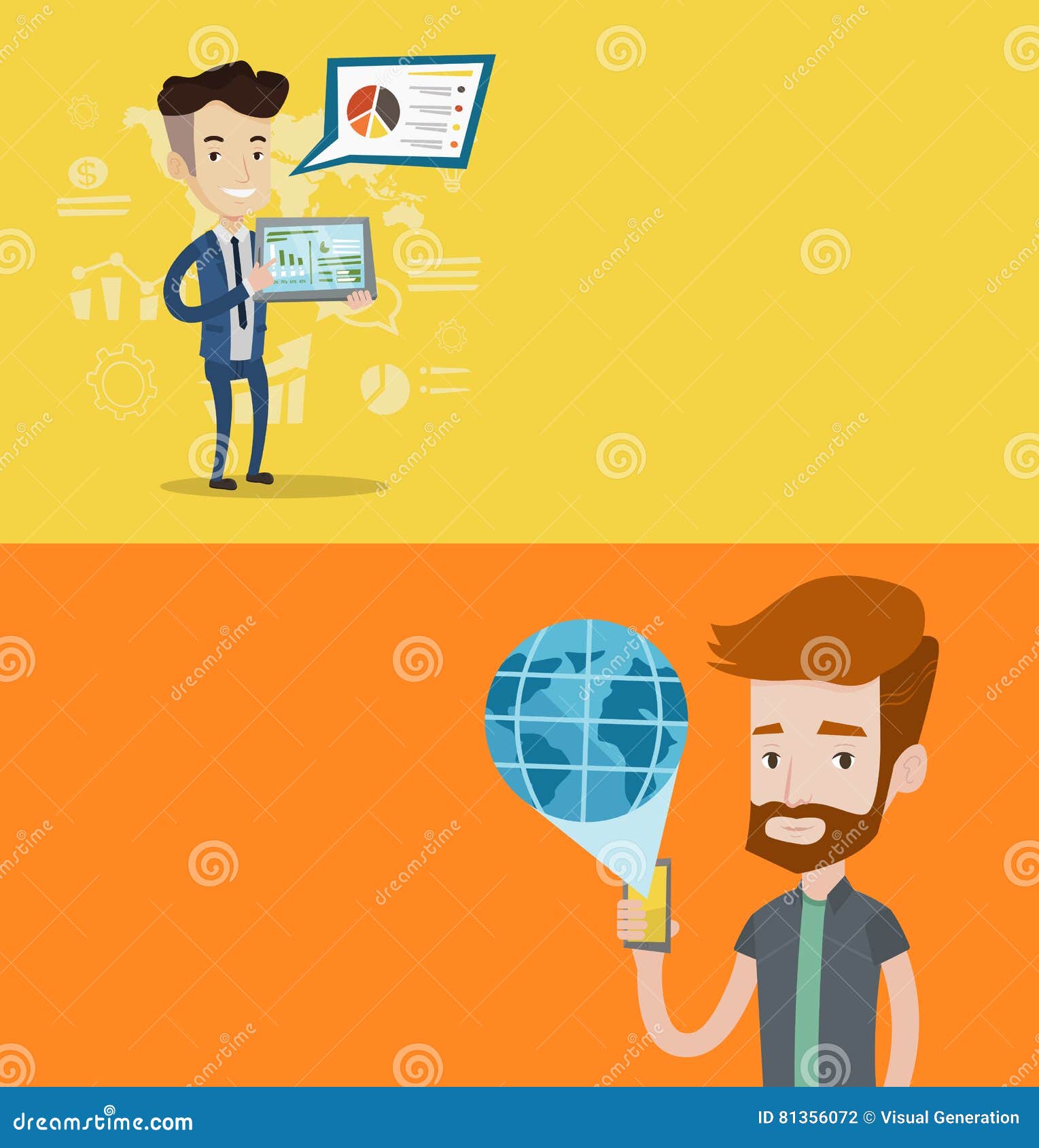 Two Technology Banners with Space for Text. Stock Vector - Illustration ...