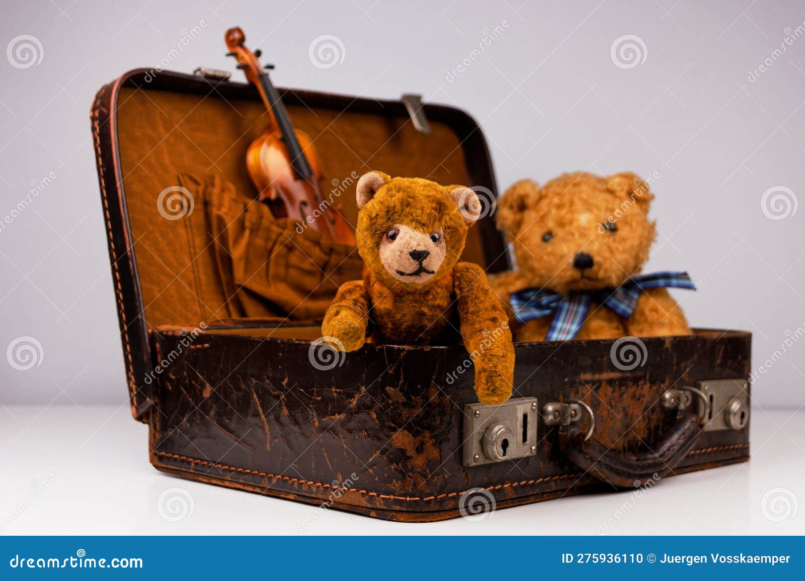 Two Teddies Sitting Inside a Small Vintage Case Stock Photo - Image of ...