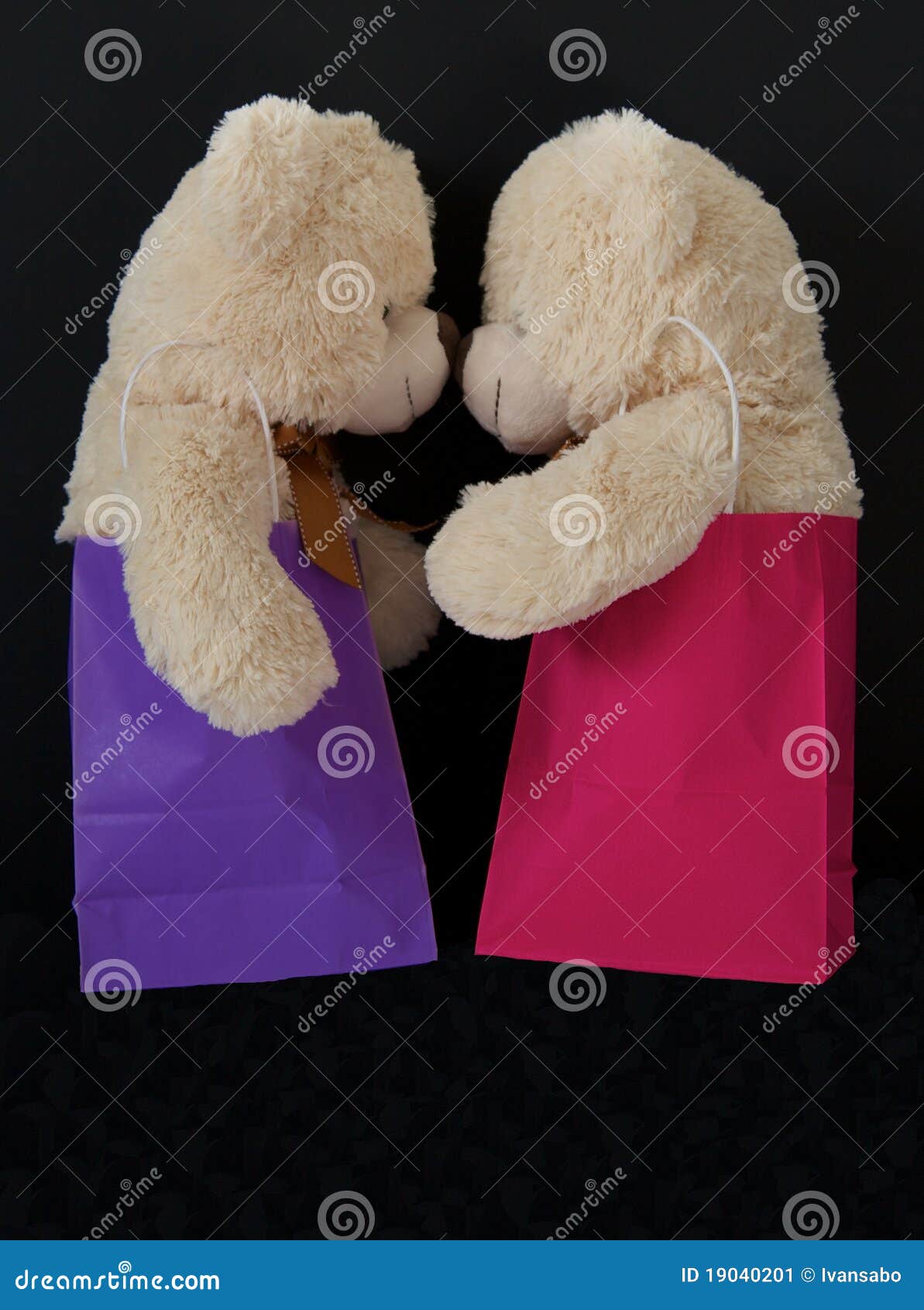 Two Teddy Bears in Gift Bags Stock Image - Image of stuffed, brown ...