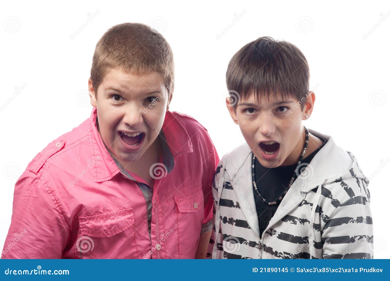 Two Teenage Boys Shouting and Screaming Stock Image - Image of fear ...