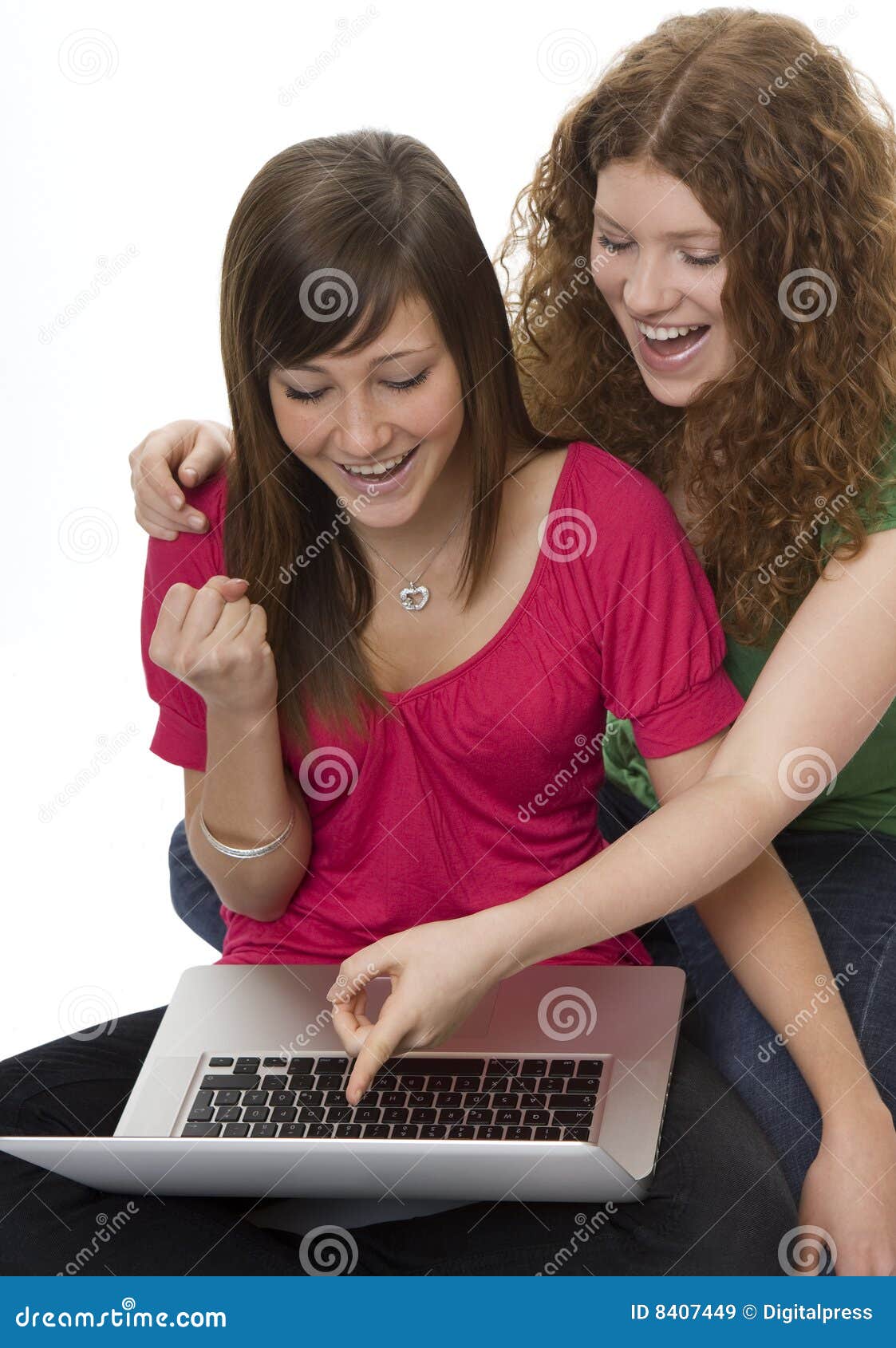 Two Teenagers with Laptop Computer Stock Image - Image of time, chat ...