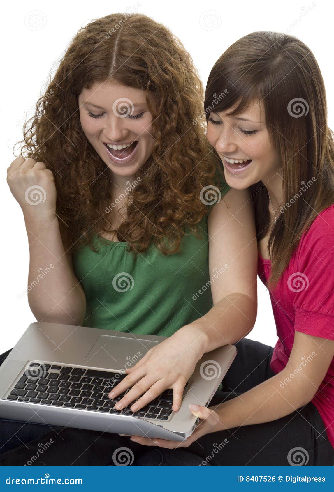 Two Teenagers with Laptop Computer Stock Photo - Image of online ...