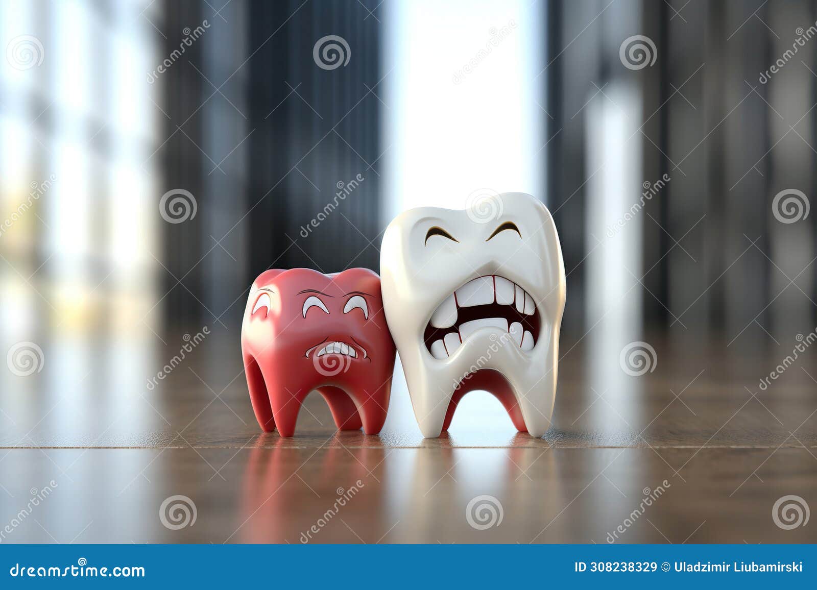 Two Teeth in Cartoon Style with Horror on Their Face. Generated by ...