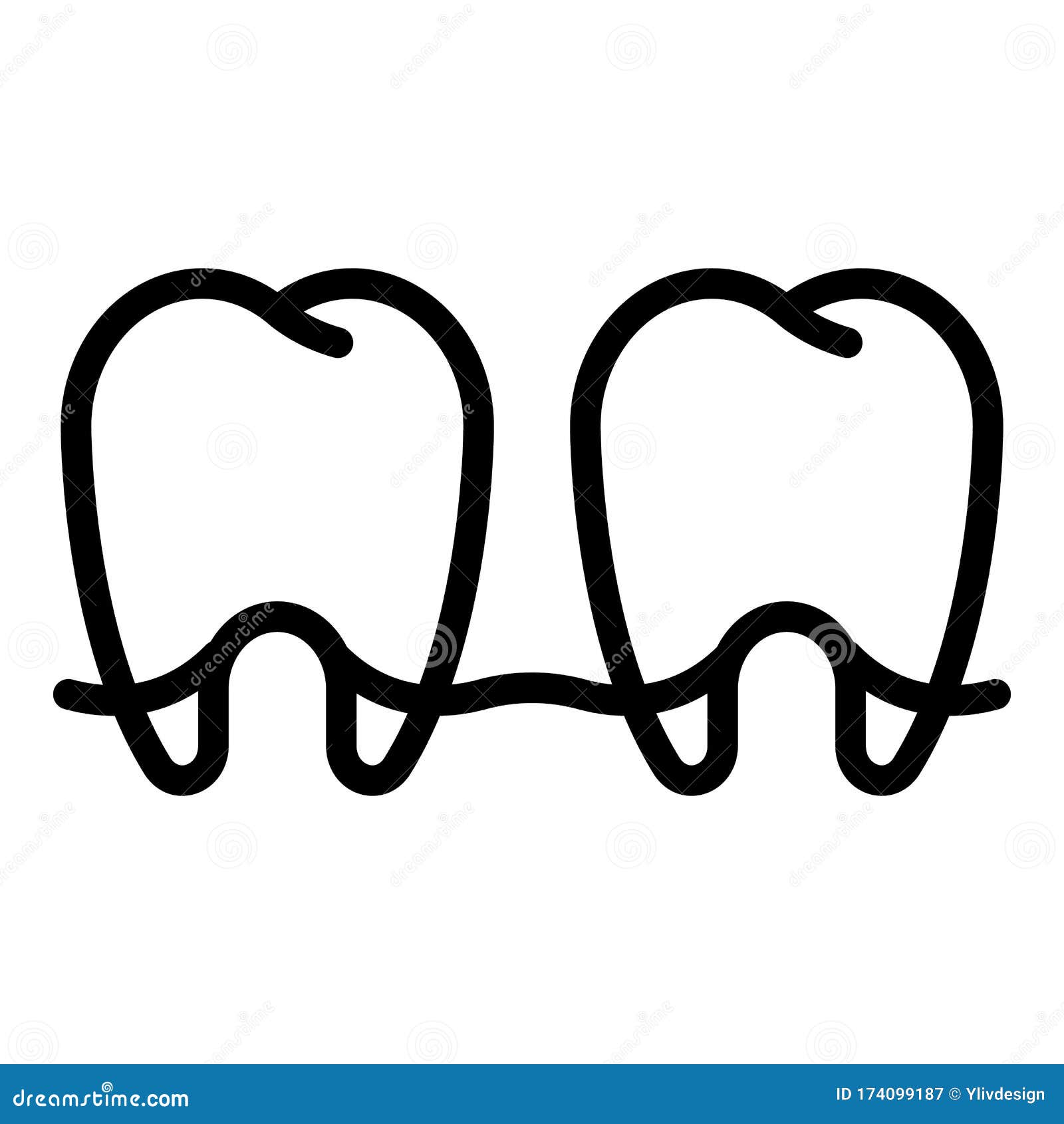 Two Teeth Icon, Outline Style Stock Vector - Illustration of design ...