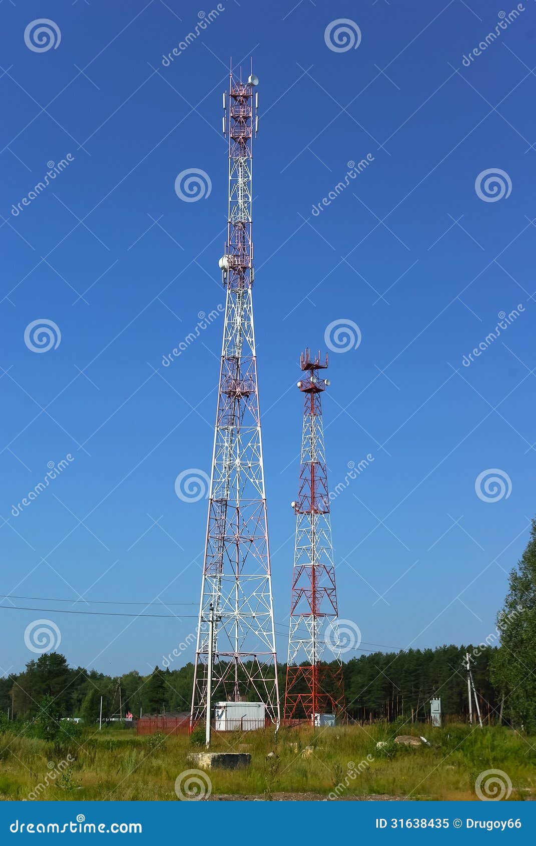 Two Telecommunication Towers Stock Image - Image of tower, tall: 31638435
