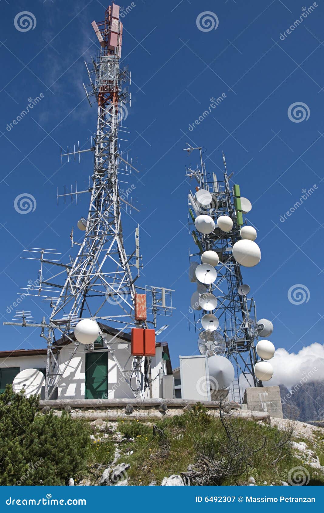 Two Telecomunication Towers Stock Image - Image of dish, mast: 6492307