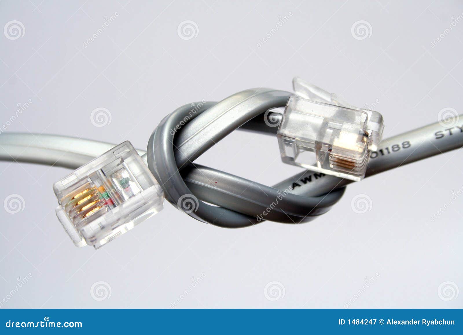 Two Telephone Cables with Tips Knotted Stock Image - Image of ...