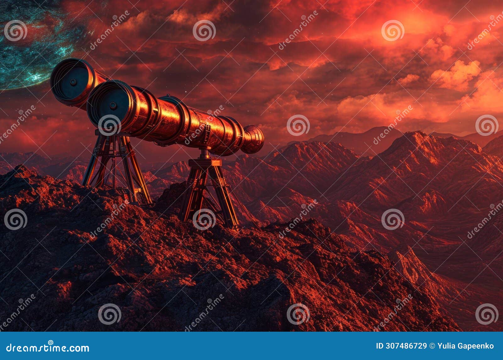 Two Telescopes on a Mountain in a Dark Sky Stock Image - Image of ...