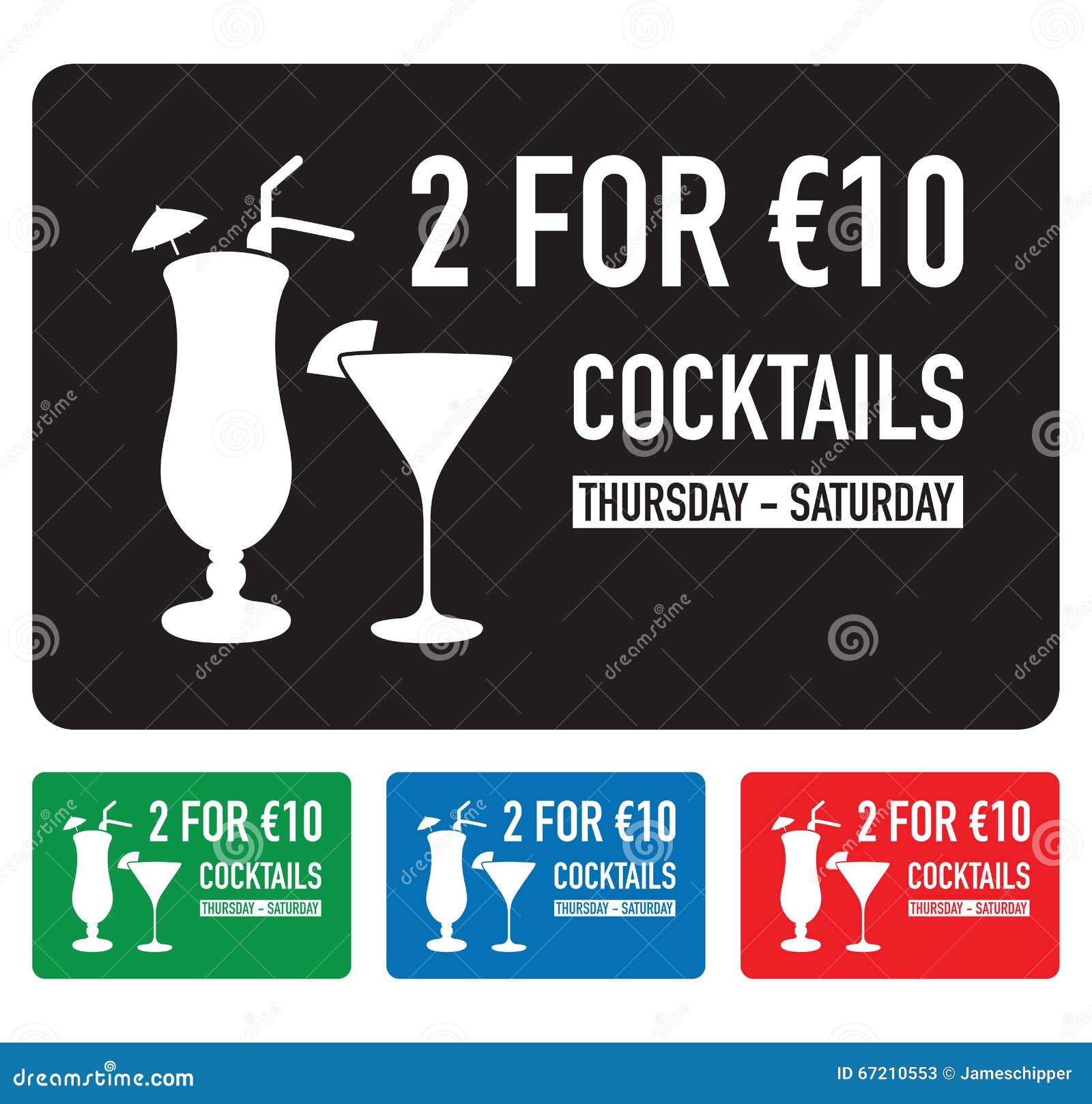 Two for ten dollars deal stock vector. Illustration of cocktail - 67210553