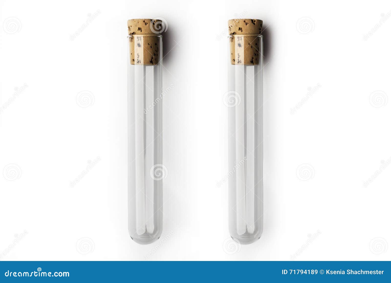 Two Test Tube Closed with Cork on White Background Stock Image - Image ...