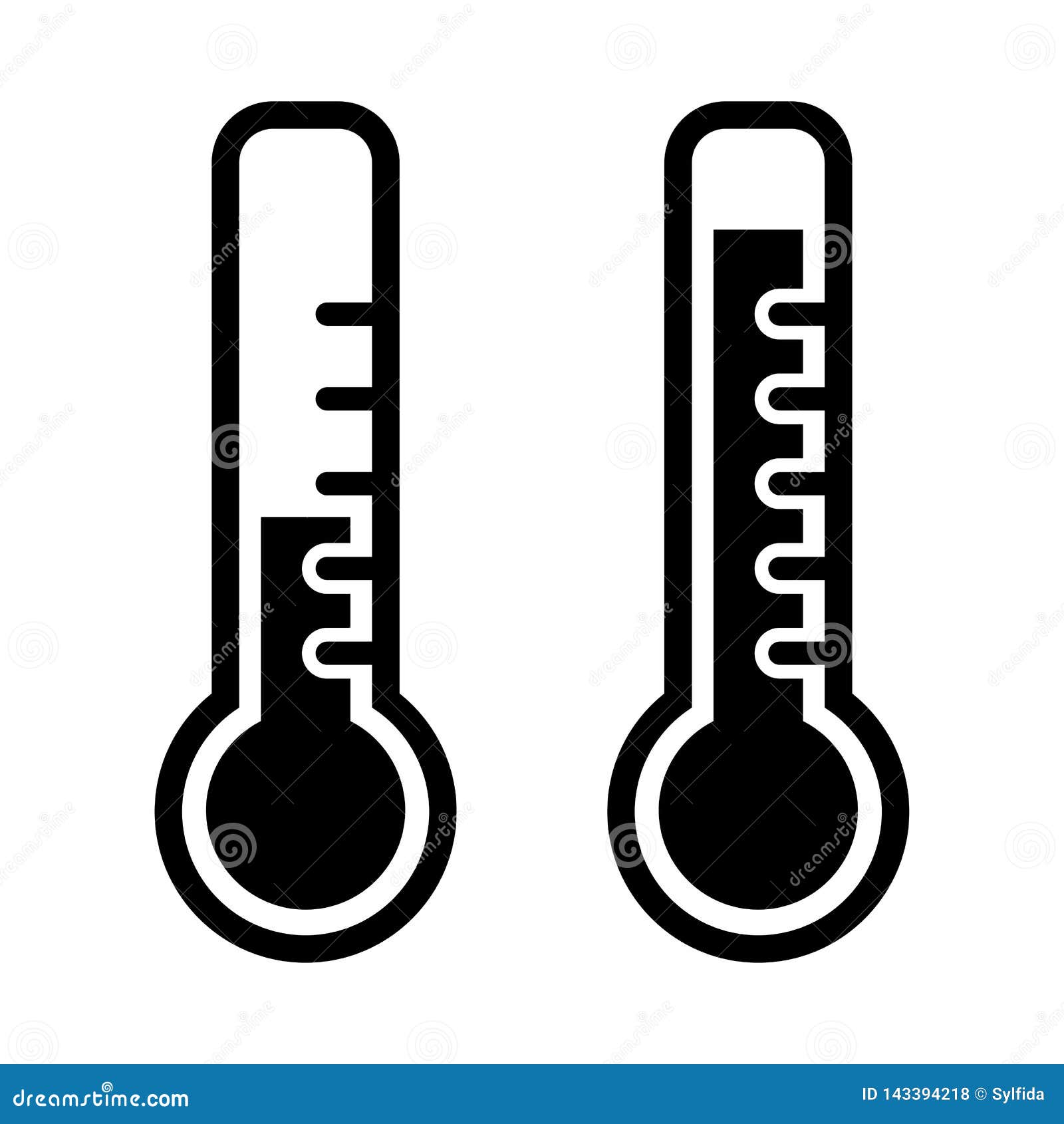 Two Thermometers Icon with Scale. Vector Illustration Stock ...