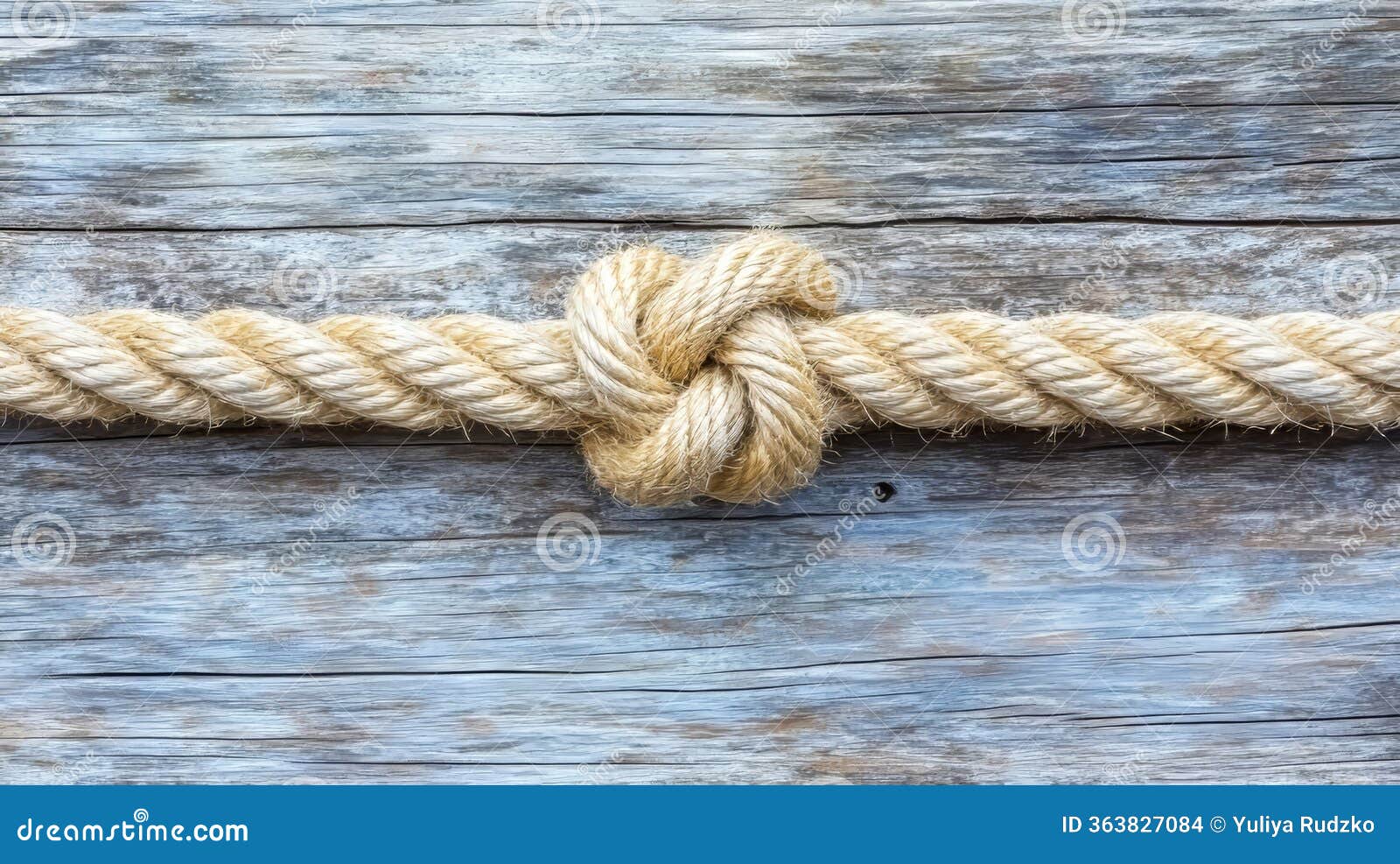 Solid Knot On Steel Rope. Iron Twisted Rope Fixed In Block By Screws ...