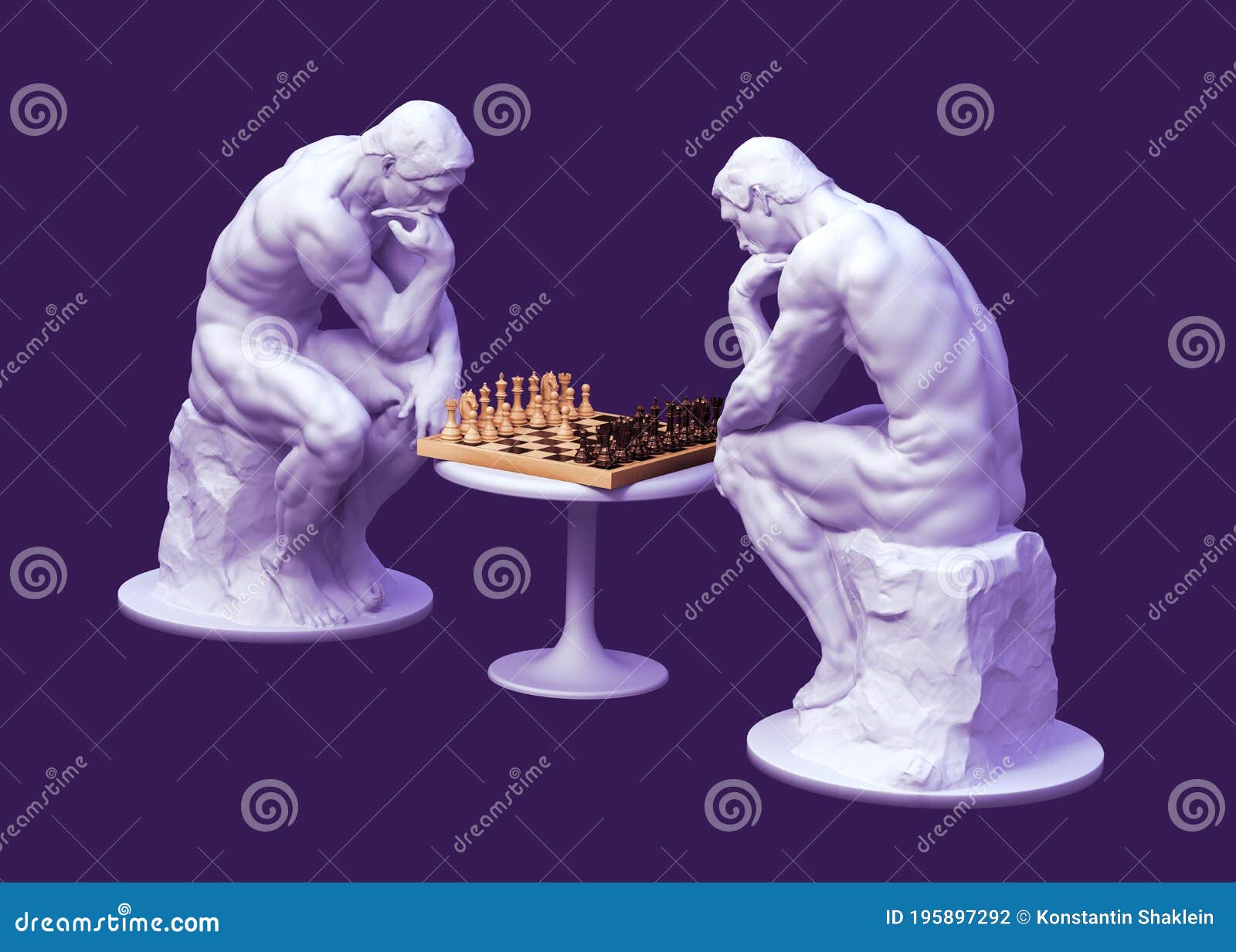 Two Thinkers Pondering The Chess Game On Pink Background Editorial ...
