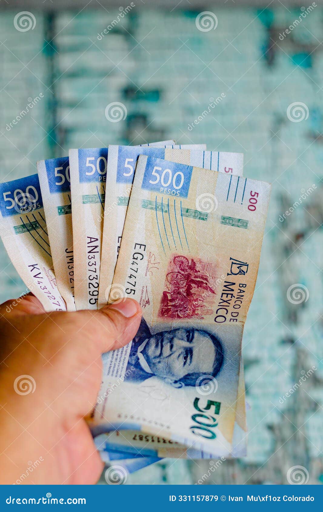 Two Thousand Five Hundred Mexican Pesos on a Wooden Table, Banknotes ...