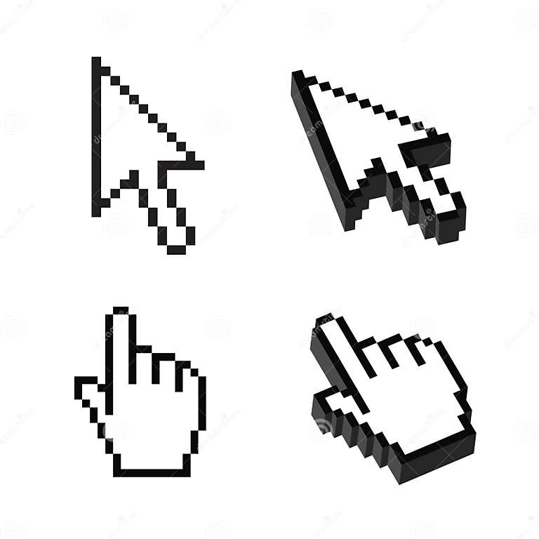Two or Three Dimensional Shape Cursor Set Stock Vector - Illustration ...