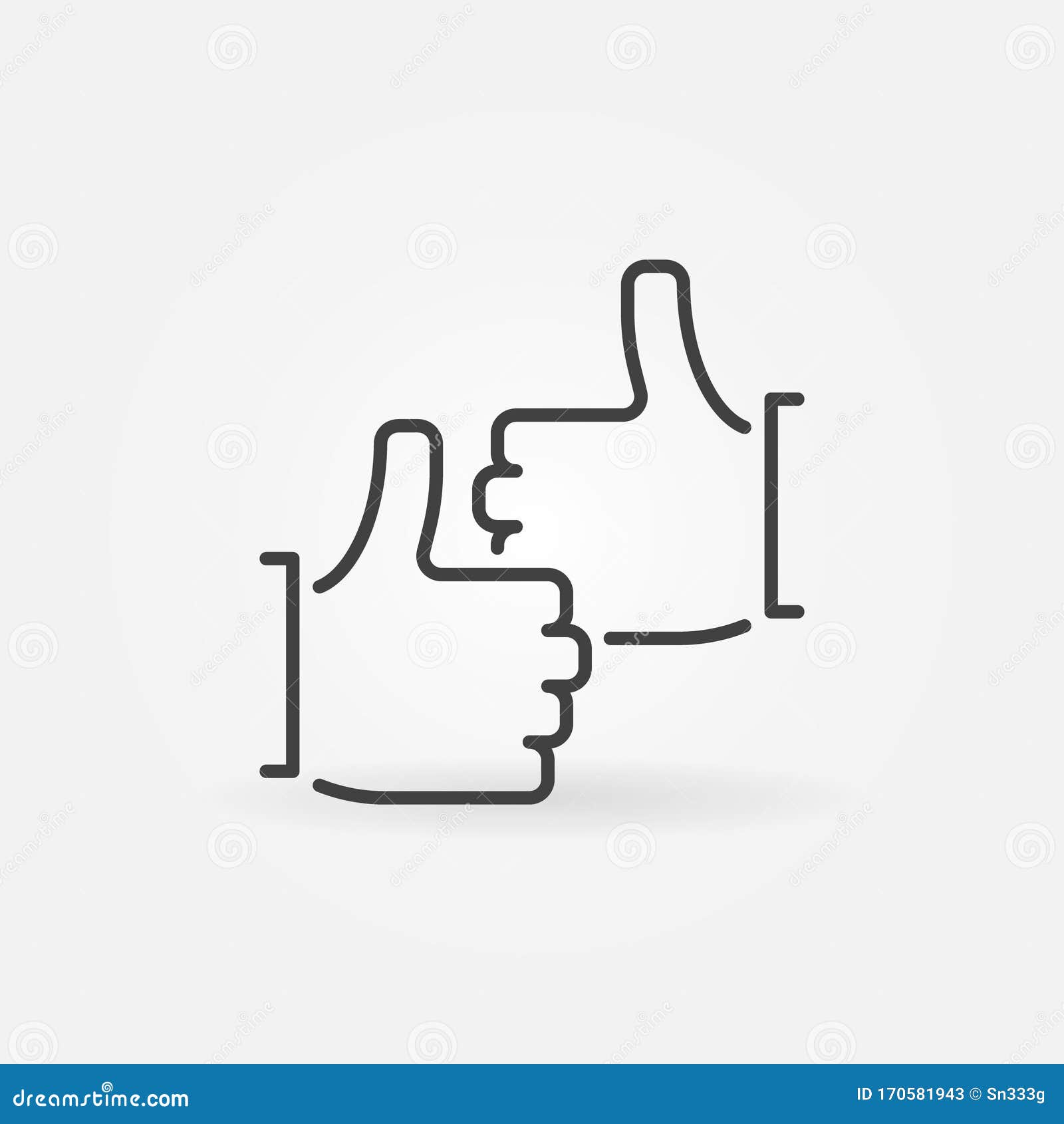 Two Thumb Up Vector Outline Concept Icon Stock Vector - Illustration of ...