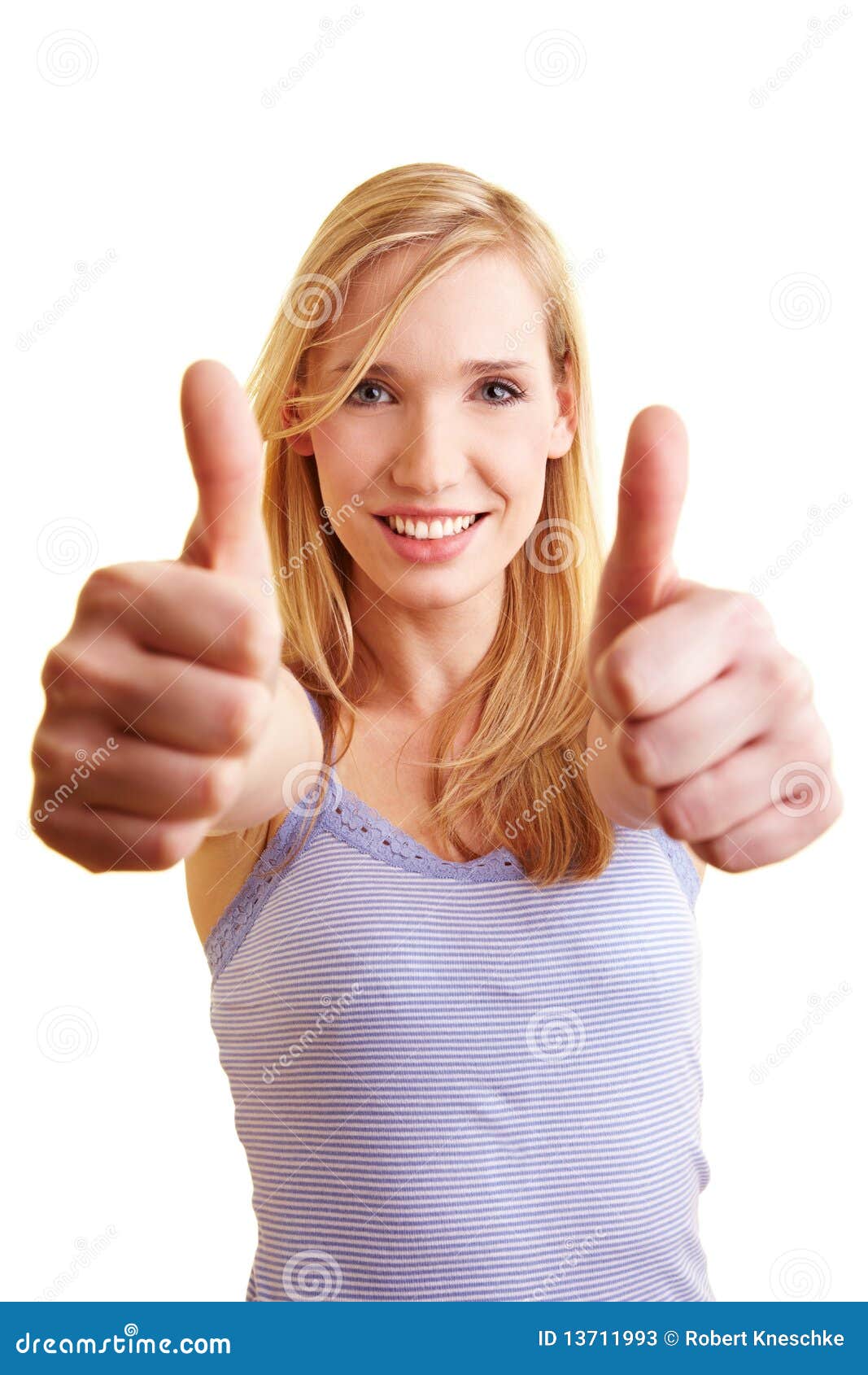 Two thumbs up stock image. Image of looking, okay, blonde - 13711993