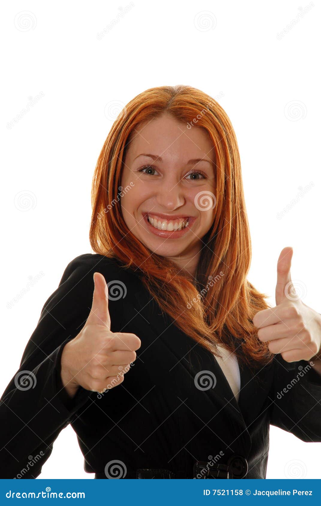 Two thumbs up stock photo. Image of female, smile, copy - 7521158