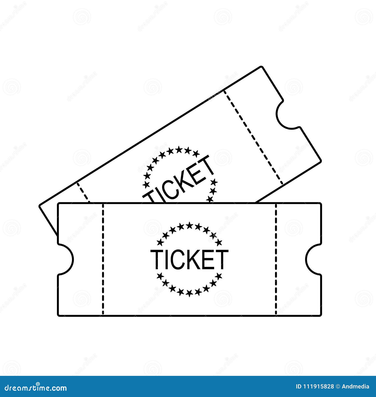 Two Tickets Icon Vector Illustration in the Flat Style. Stock Vector ...