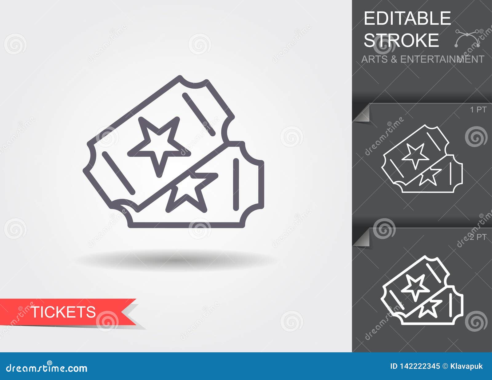 Two Tickets. Line Icon with Editable Stroke Stock Vector - Illustration ...