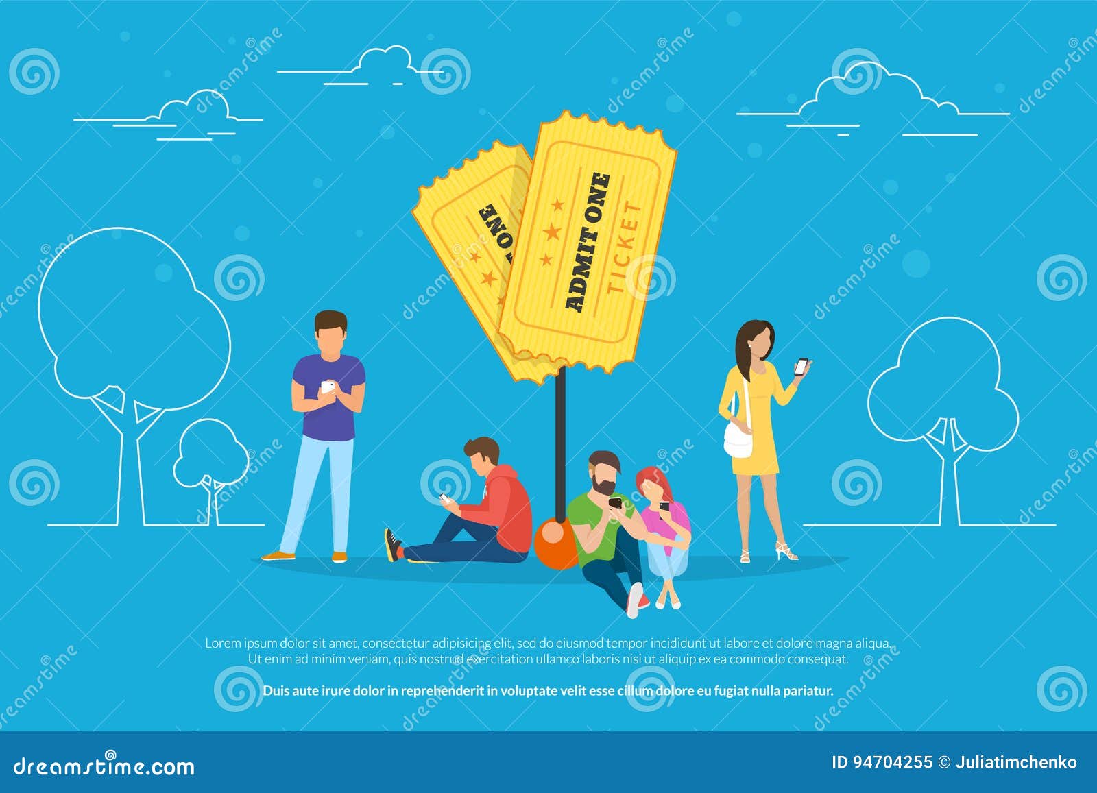 Two Tickets Pin Symbol Concept Vector Illustration Stock Vector ...