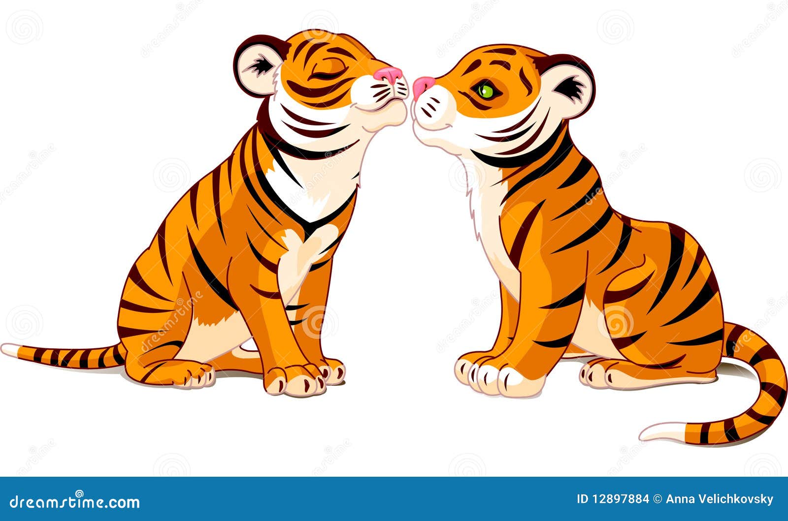 Two Tigers in Love stock illustration. Illustration of illustration ...