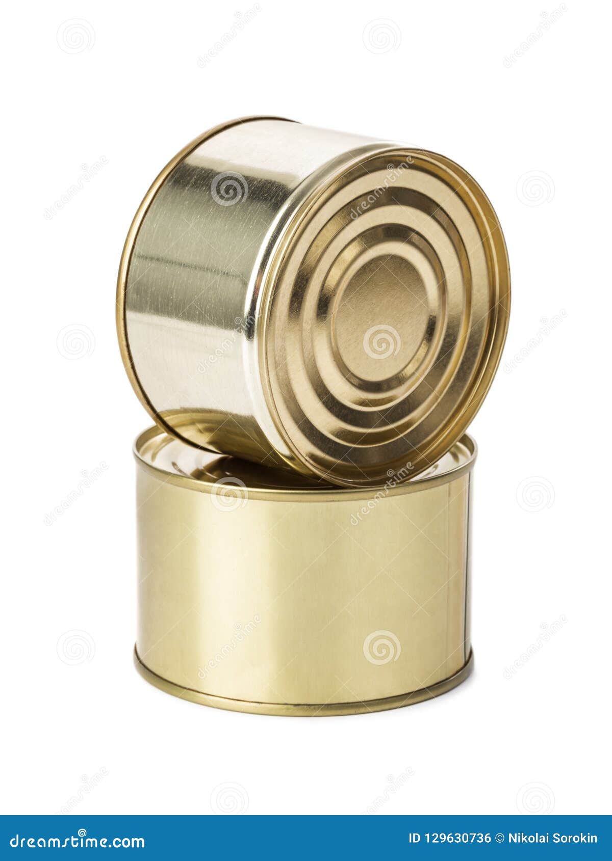 Two tin cans stock photo. Image of metallic, background - 129630736
